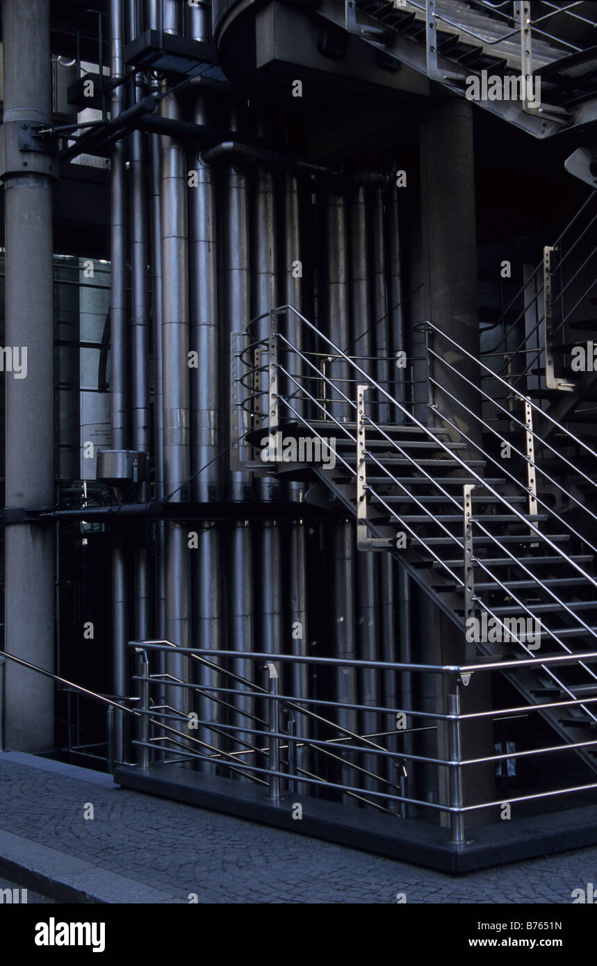 Exterior view of side staircase into Lloyd's Building London England ...