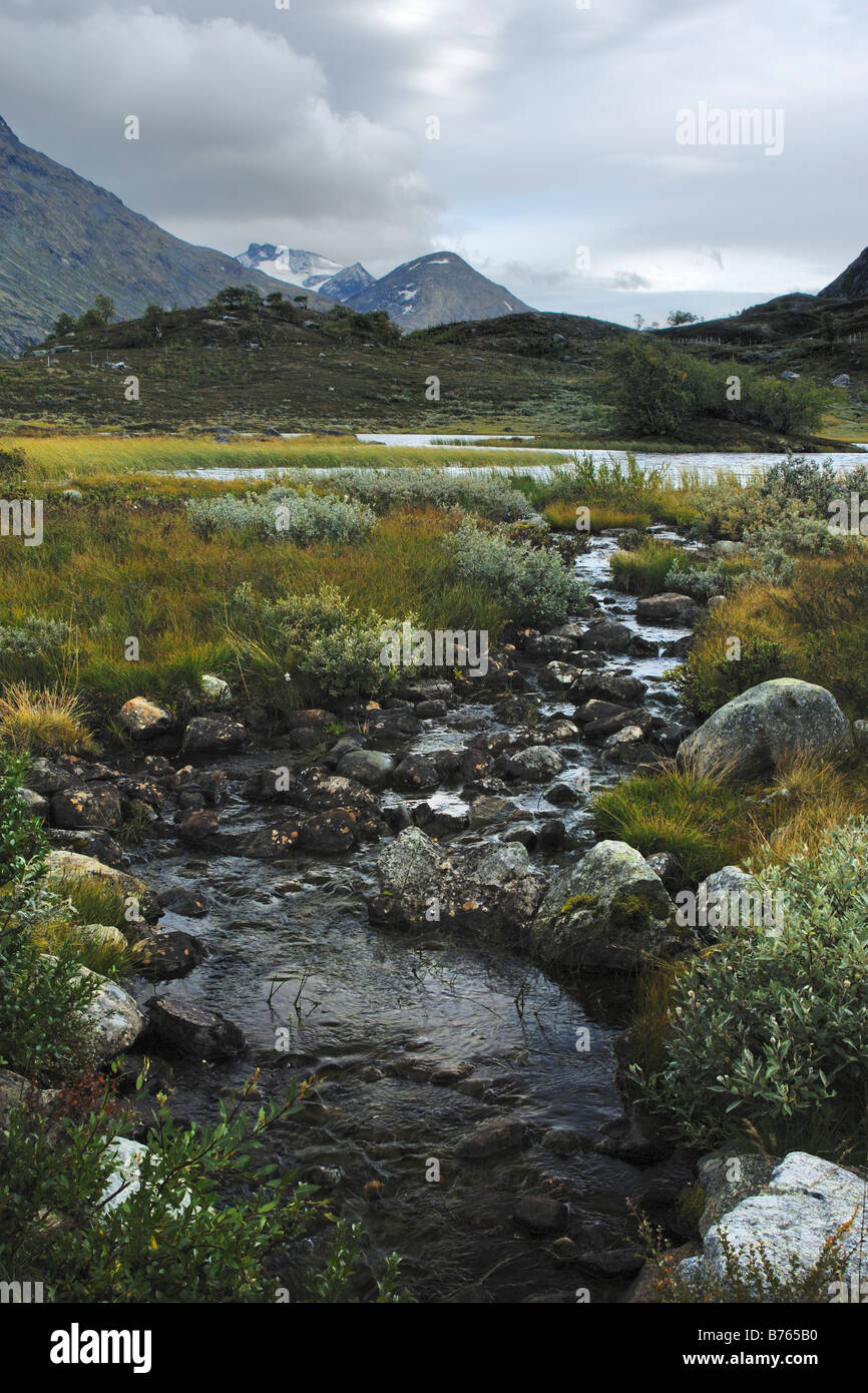 leirungsdalen mountain range scenery lake norway north europe landscape ...