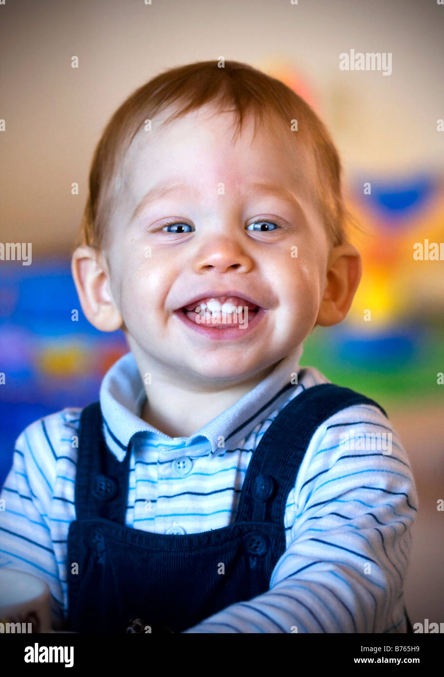 Color portrait of a baby boy with a big smile Stock Photo - Alamy