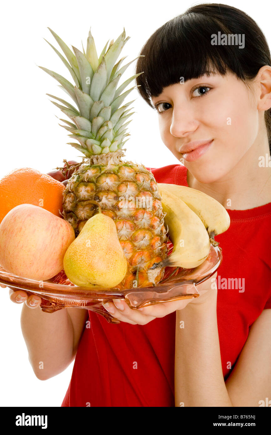 girl with fruits Stock Photo - Alamy