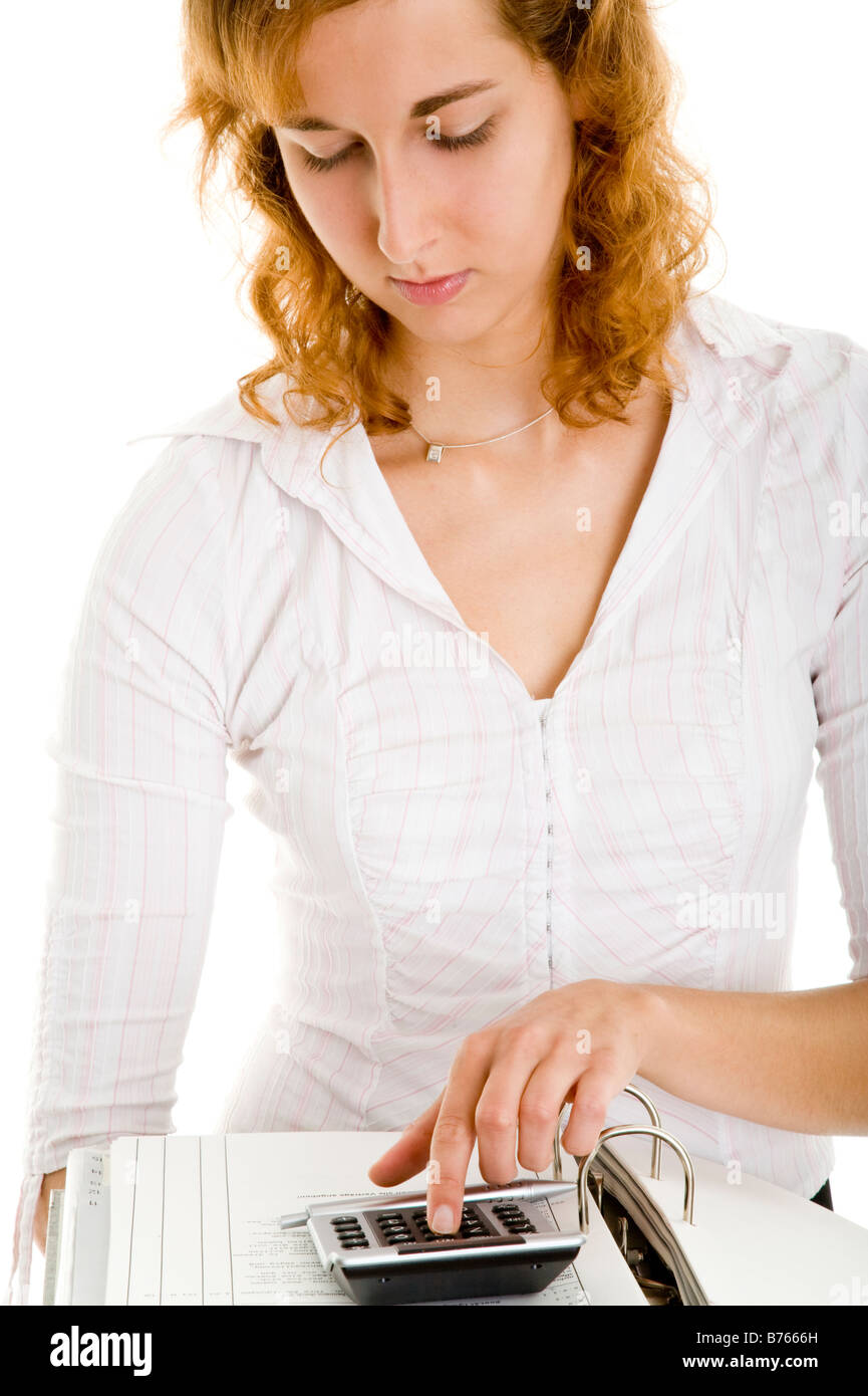 woman with calculator Stock Photo - Alamy