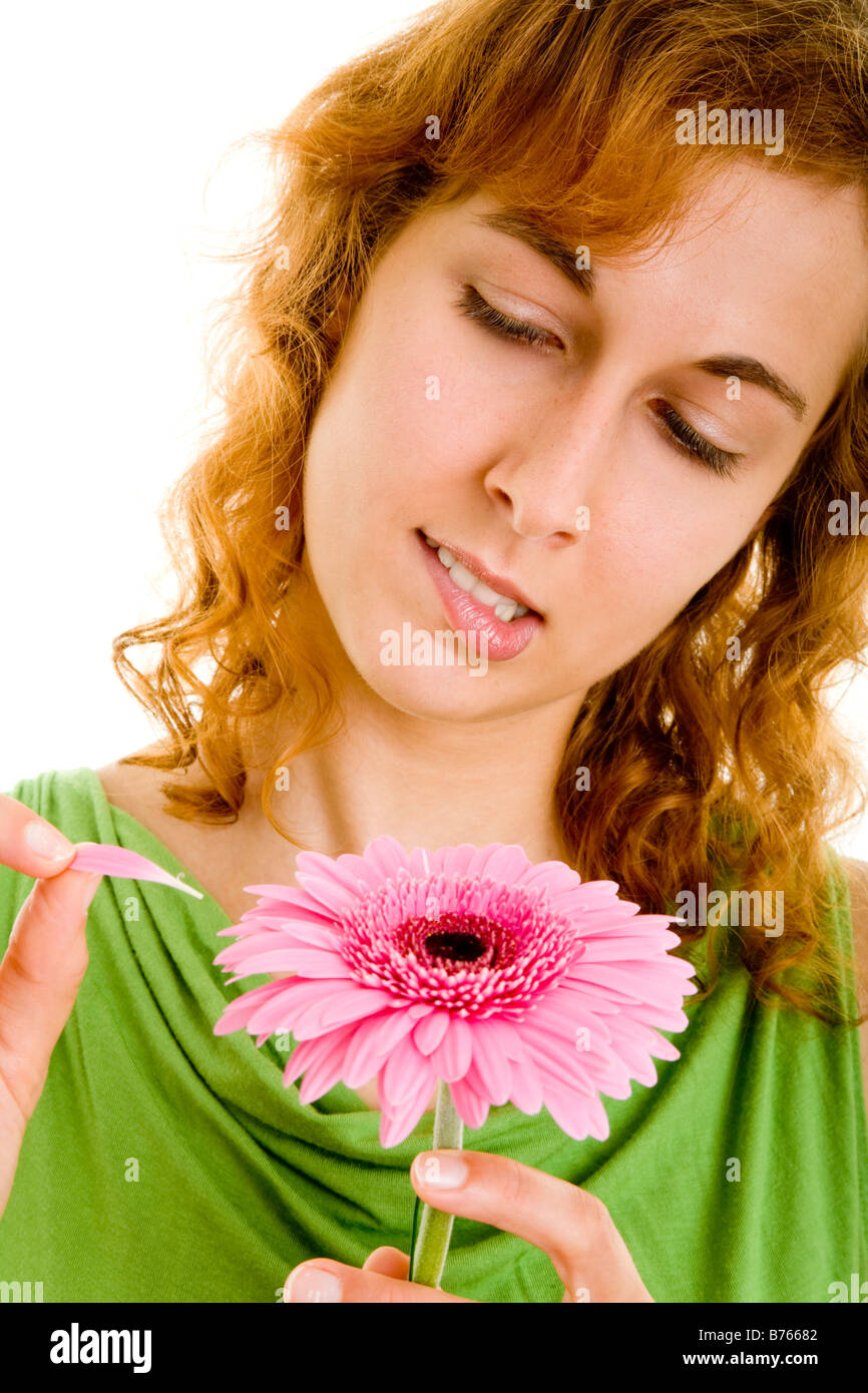 woman with flower Stock Photo - Alamy