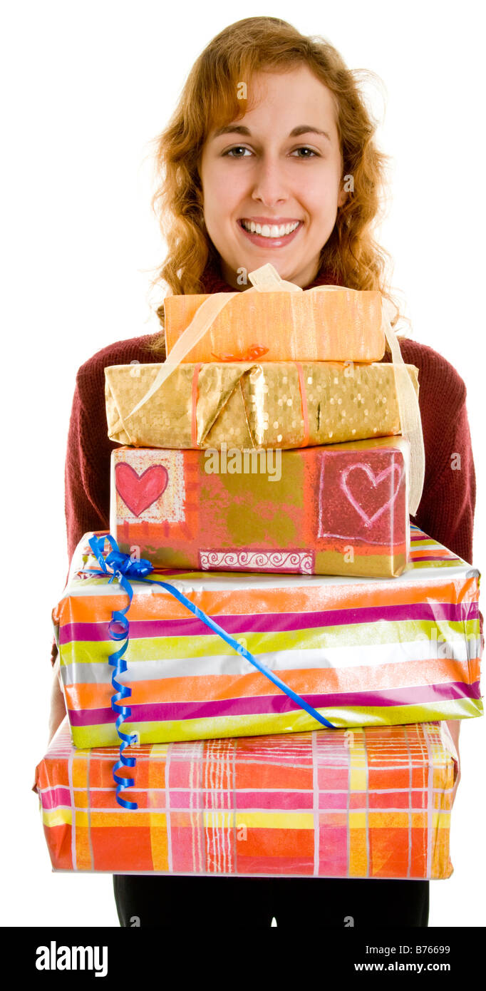 woman with presents Stock Photo - Alamy