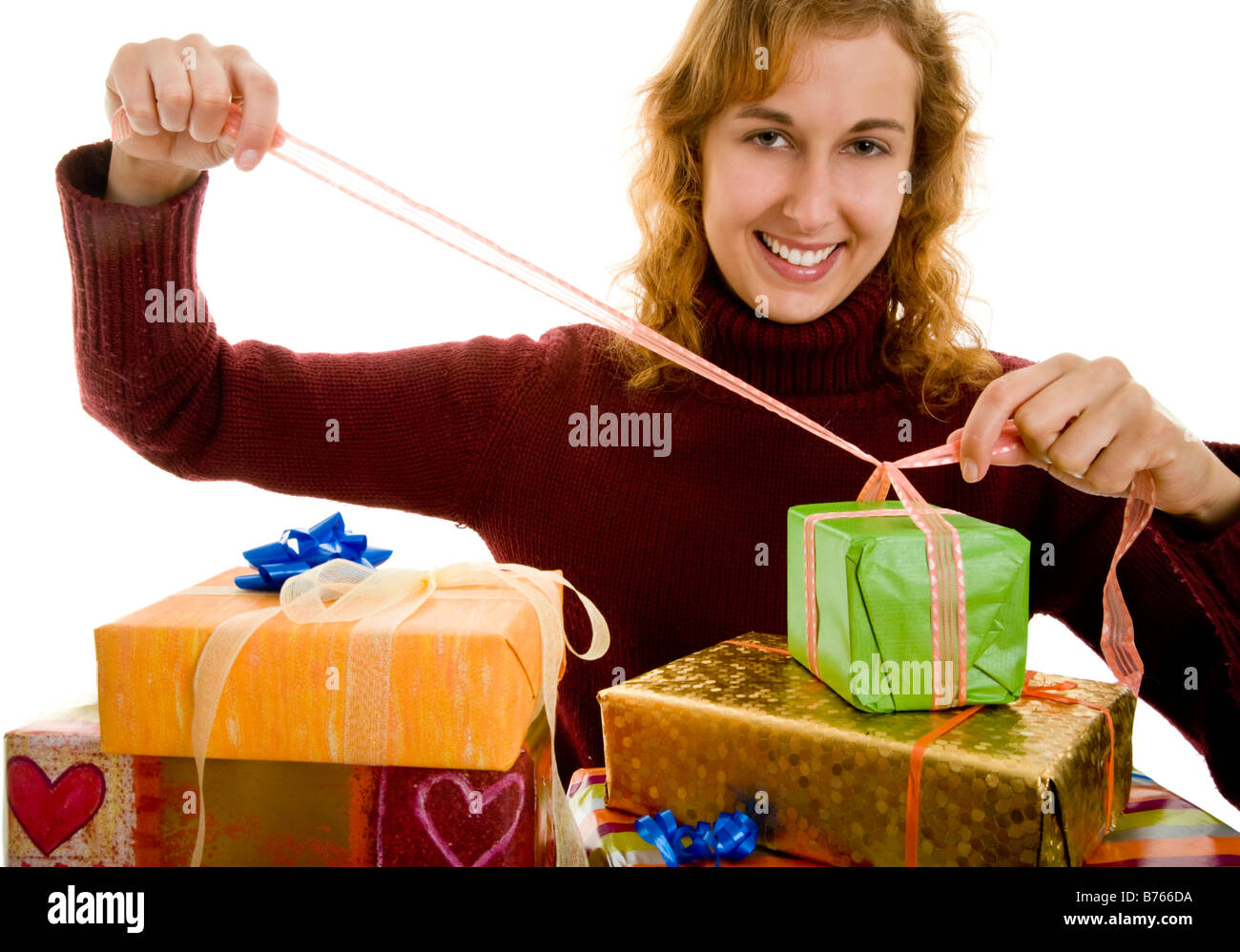 woman with present Stock Photo - Alamy
