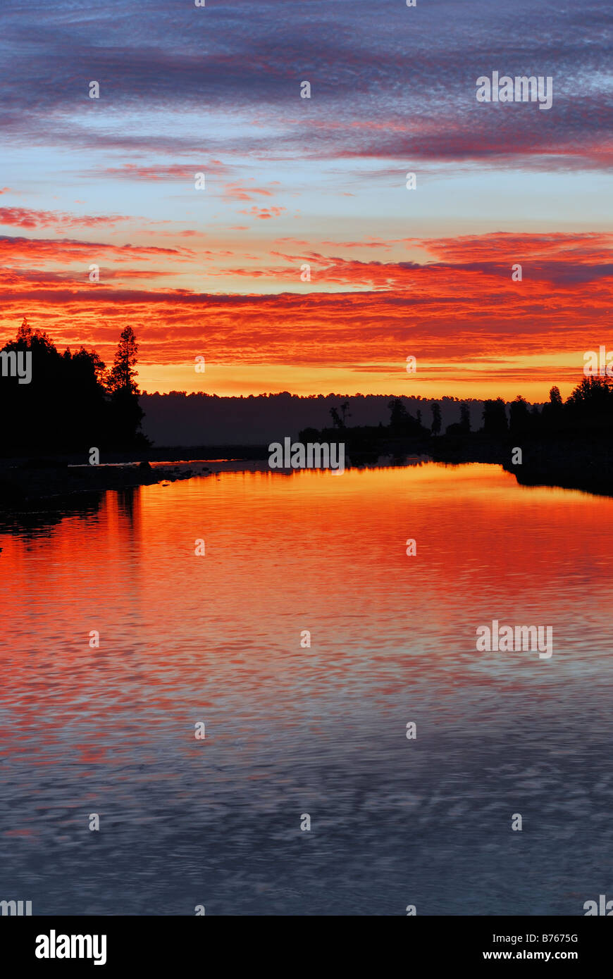 Clearwater River sunset afterglow river reflection westland np south ...
