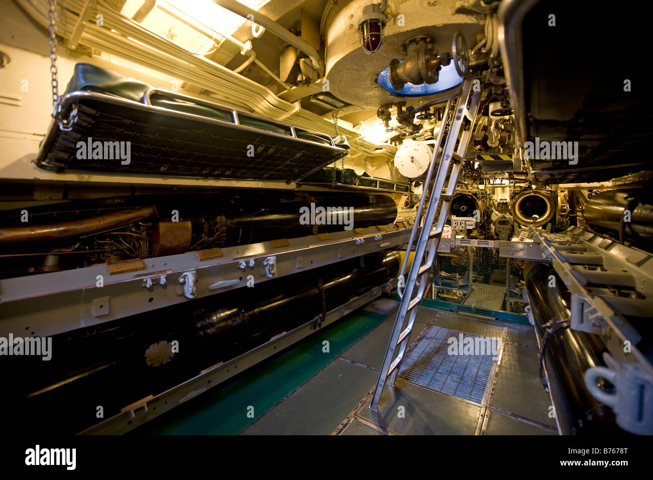21-inch (533 mm) torpedo tubes and torpedo storage bays aboard USS ...