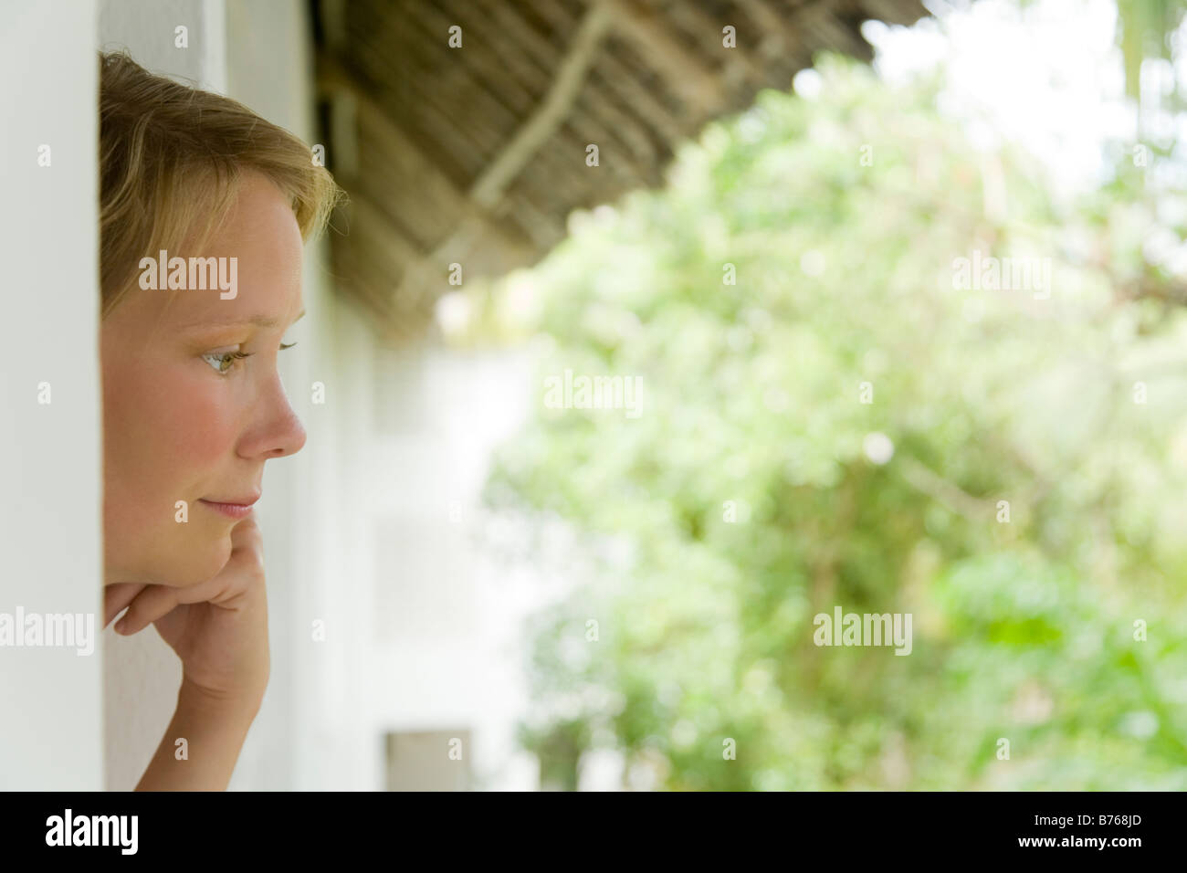 girl on window Stock Photo - Alamy