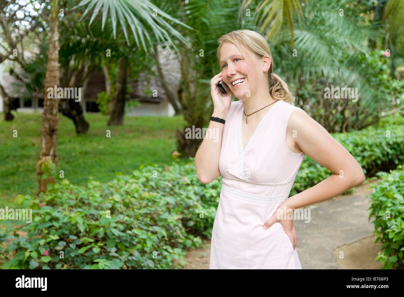 blond girl calling Stock Photo - Alamy
