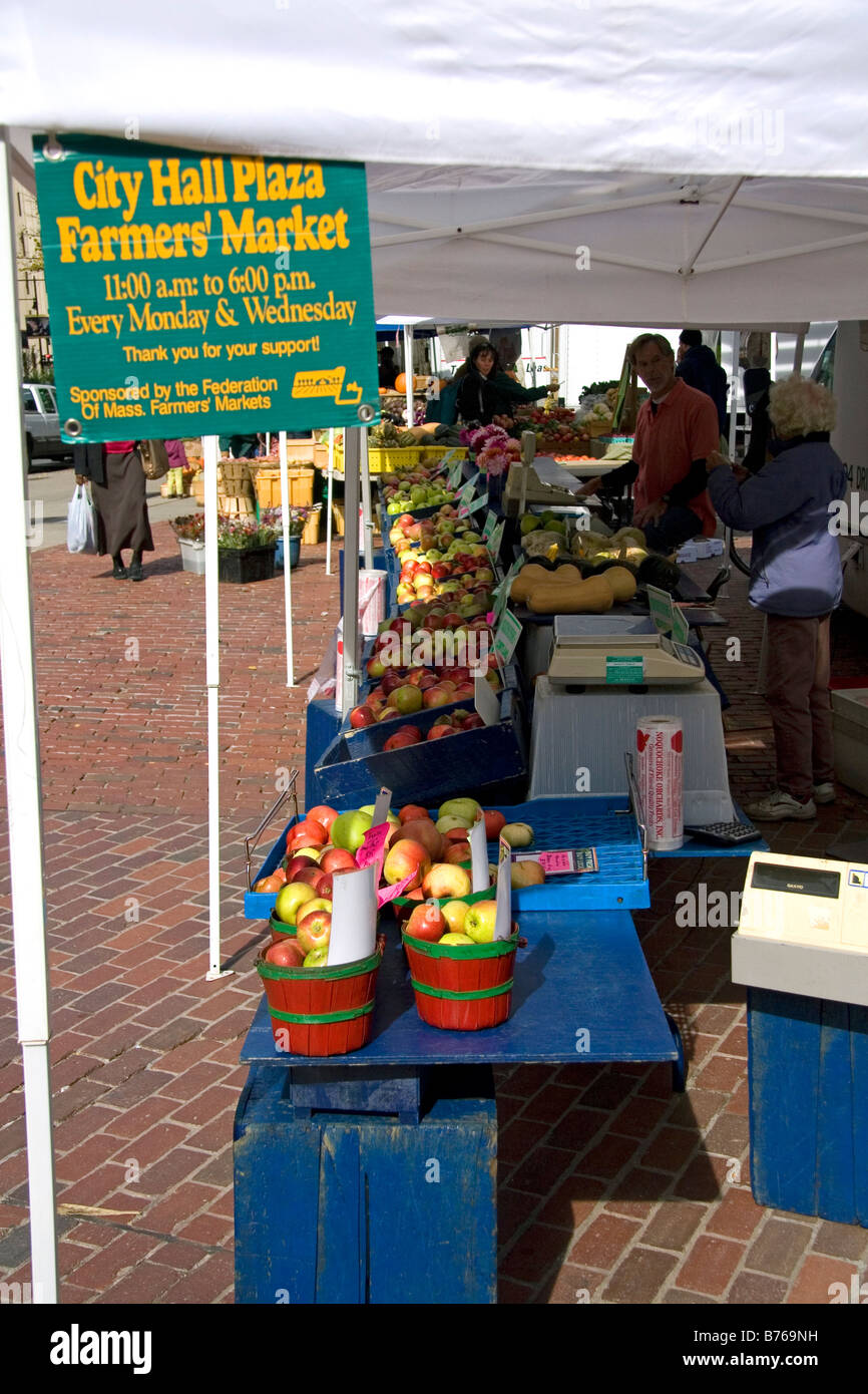 City Hall Plaza Farmers Market in downtown Boston Massachusetts USA ...