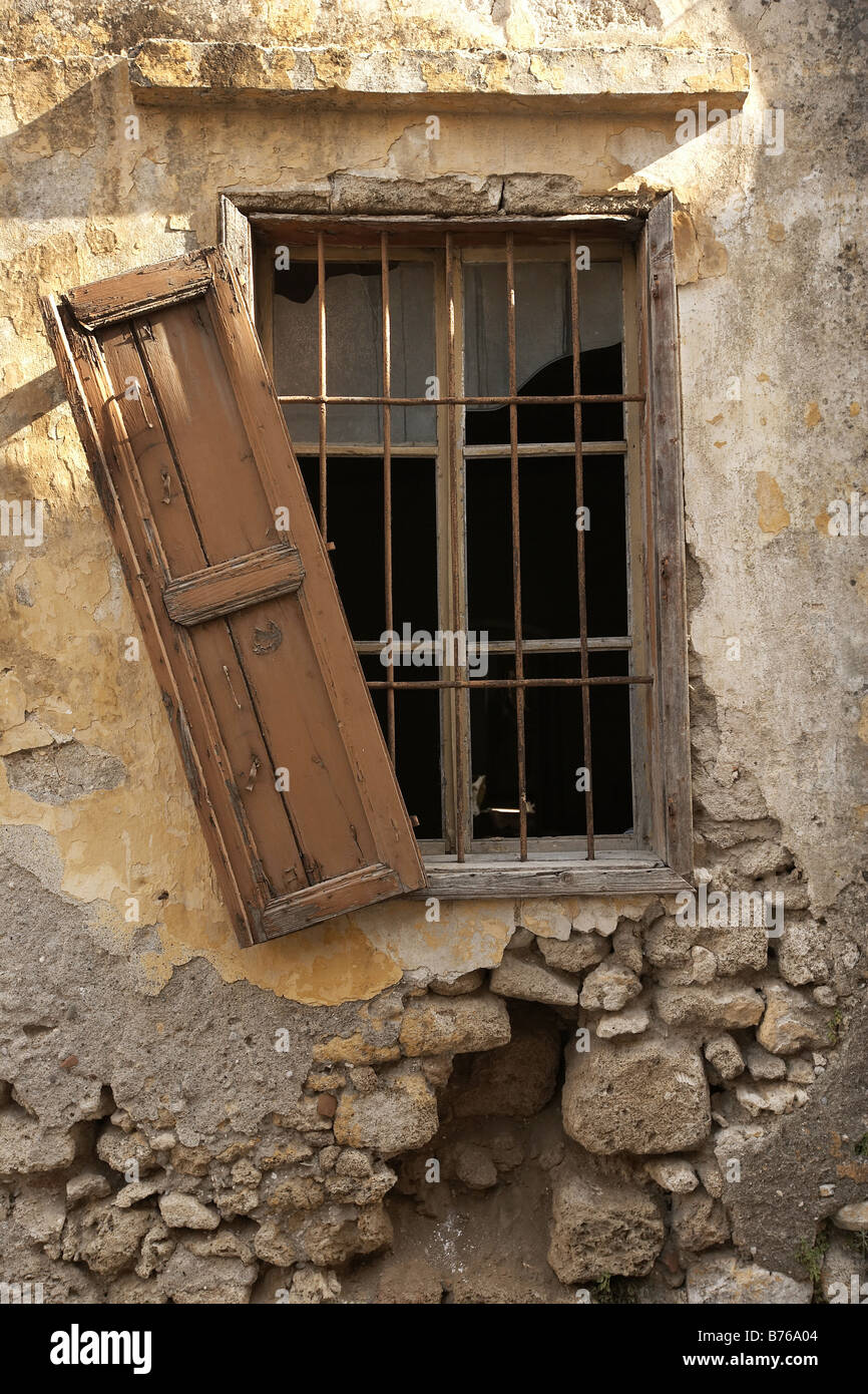 Old window and wooden shutter in the old town of Rodos Island of Rhodes ...