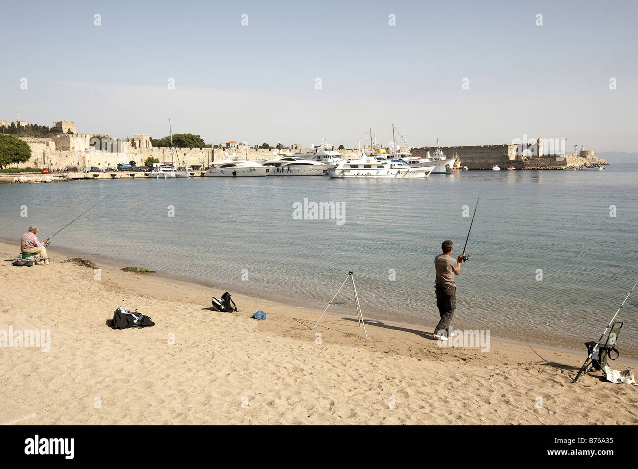 Fishermen Rodos Island of Rhodes Greece Stock Photo - Alamy