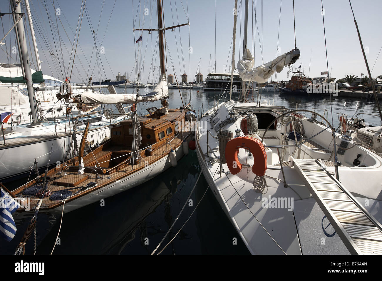 Boats in Rodos harbour Island of Rhodes Greec Stock Photo - Alamy