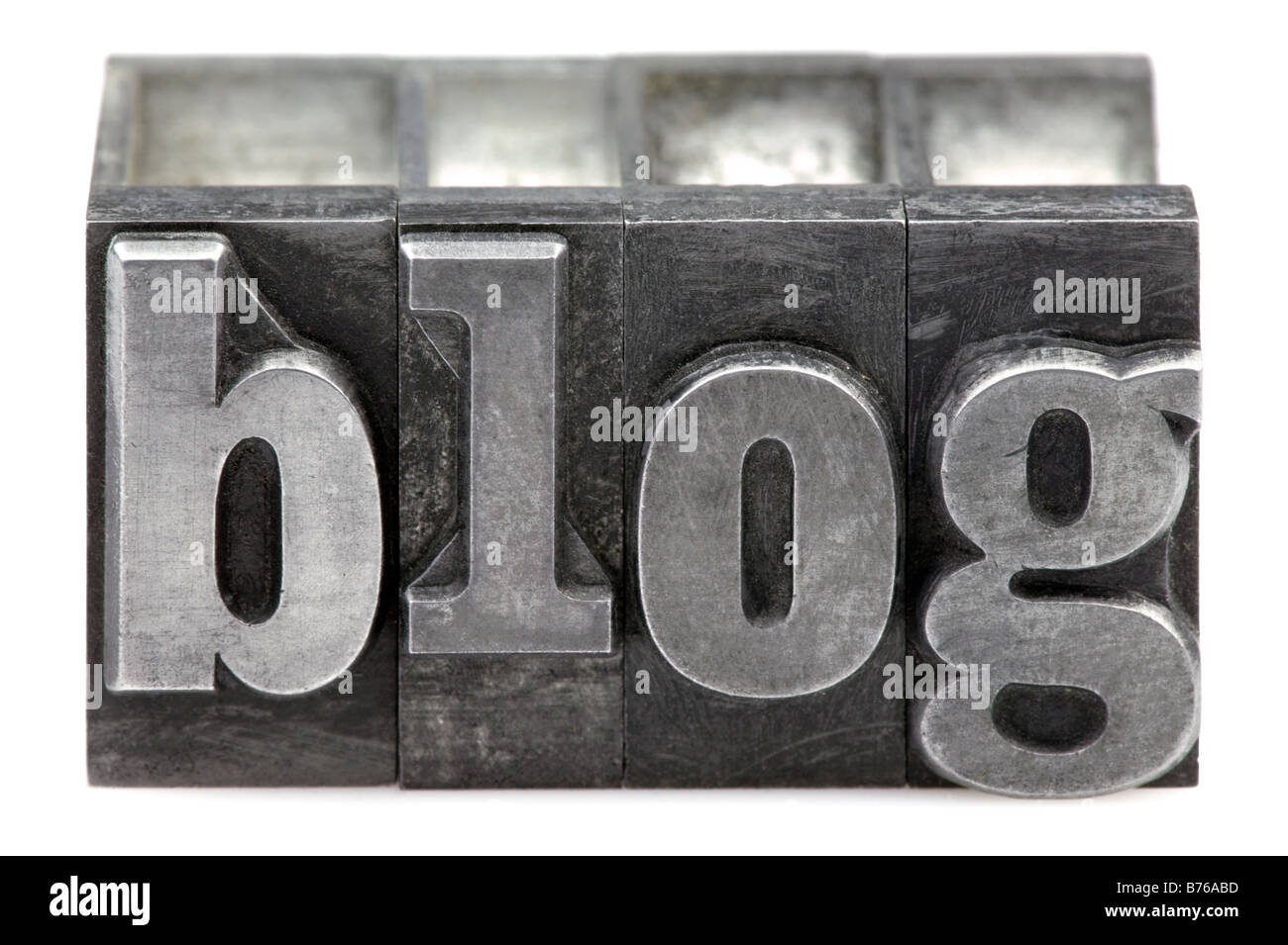 The word Blog in old letterpress printing blocks isolated on a white ...