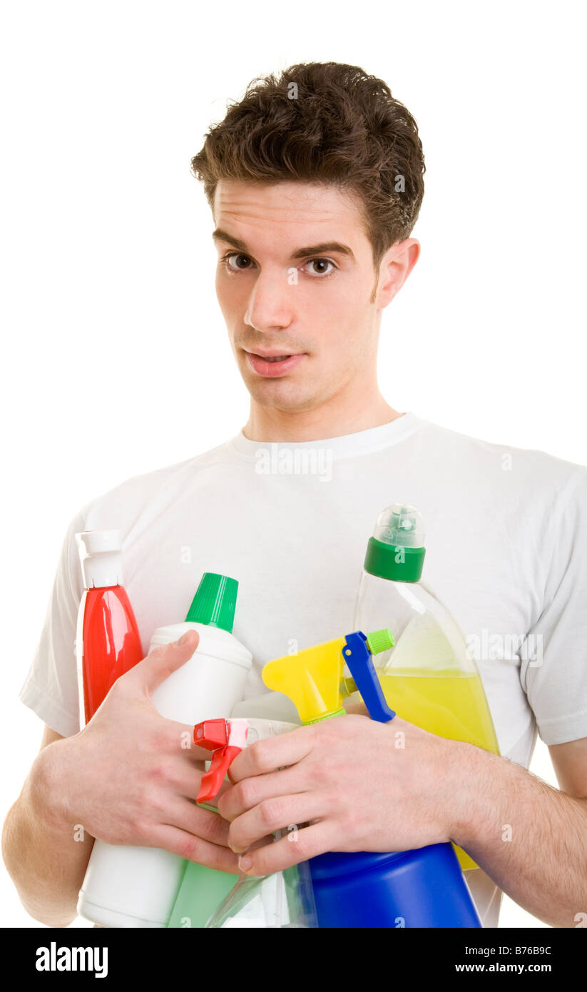 young man does housework Stock Photo - Alamy