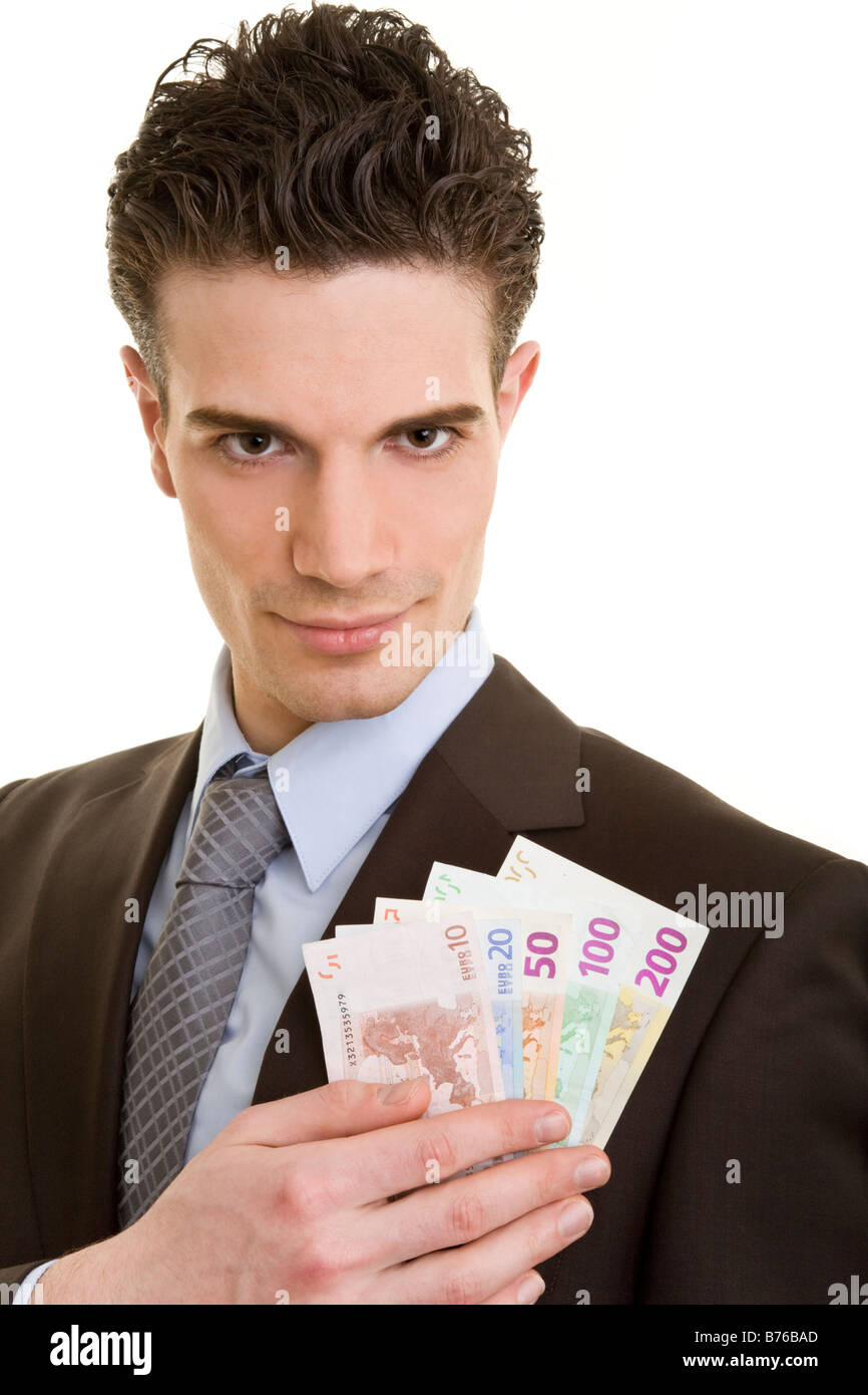 young man shows boastful his money Stock Photo - Alamy