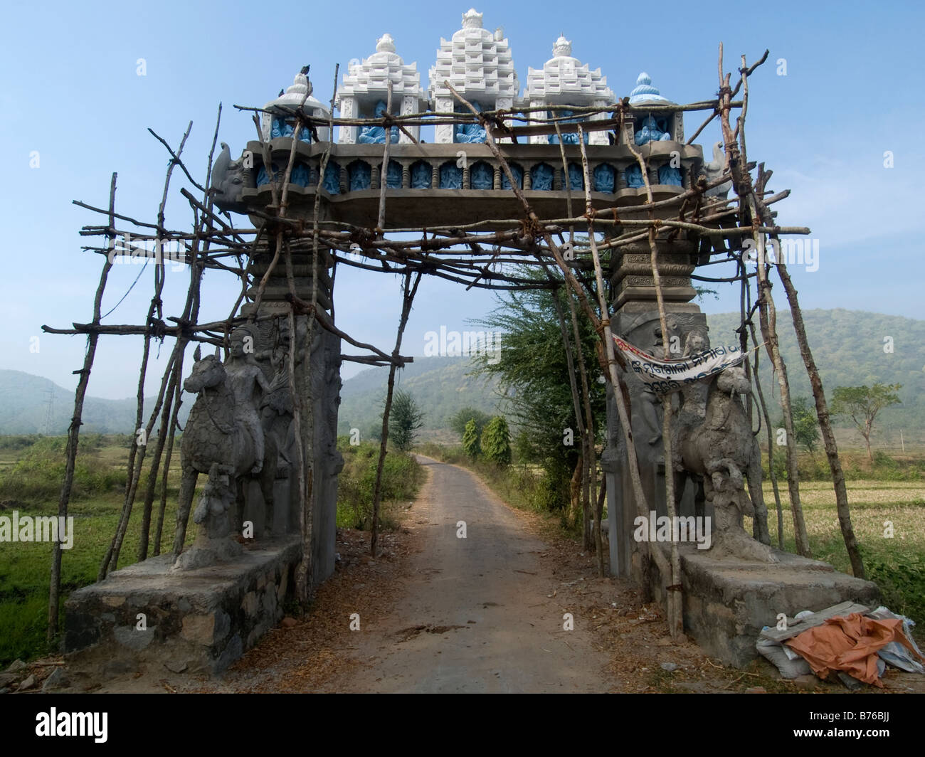 a rural Hindu temple gateway under construction Stock Photo - Alamy