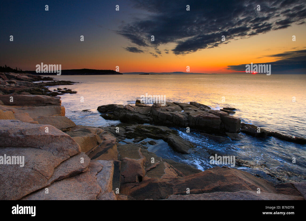 Sunrise, Otter Cliff, Acadia National Park, Maine, USA Stock Photo - Alamy