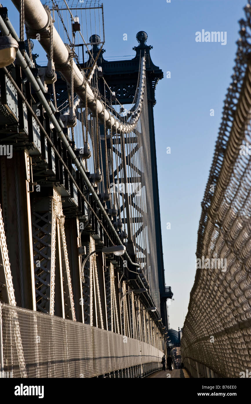 The pedestrian footpath is seen on the Manhattan Bridge in New York ...