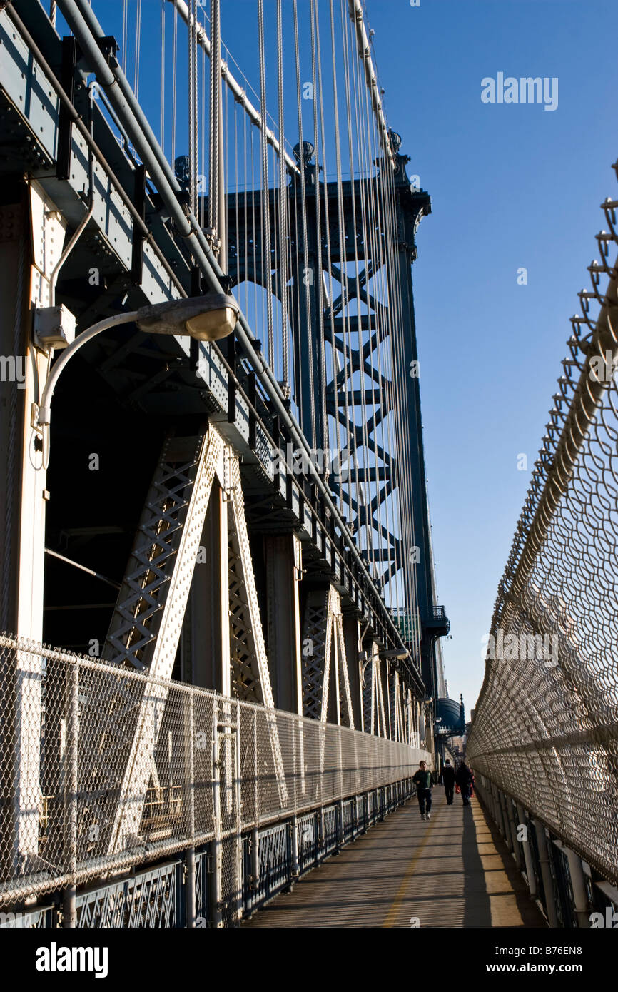 The pedestrian footpath is seen on the Manhattan Bridge in New York ...