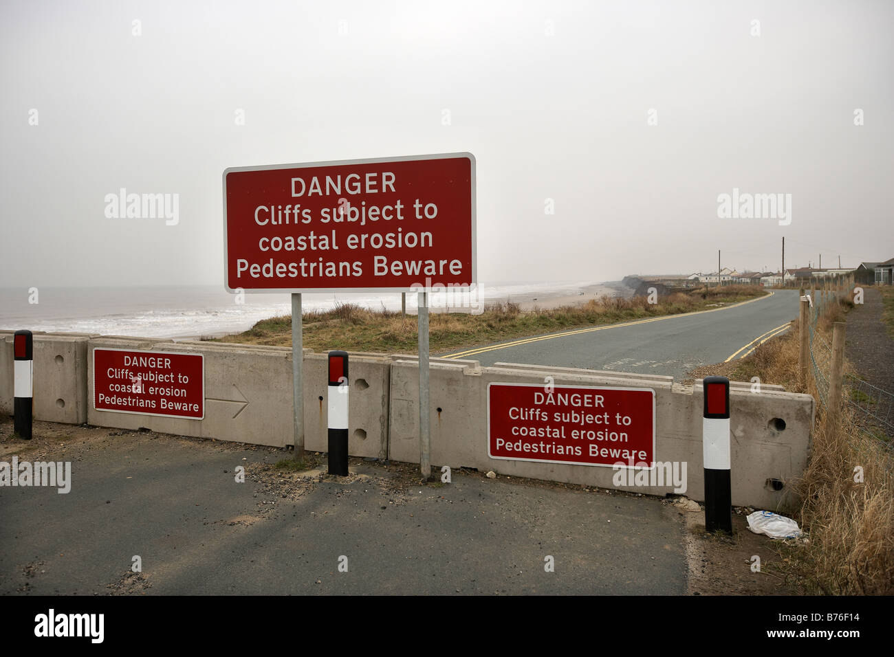 Coastal Erosion Cliffs houses and road collapsing into the north sea at ...