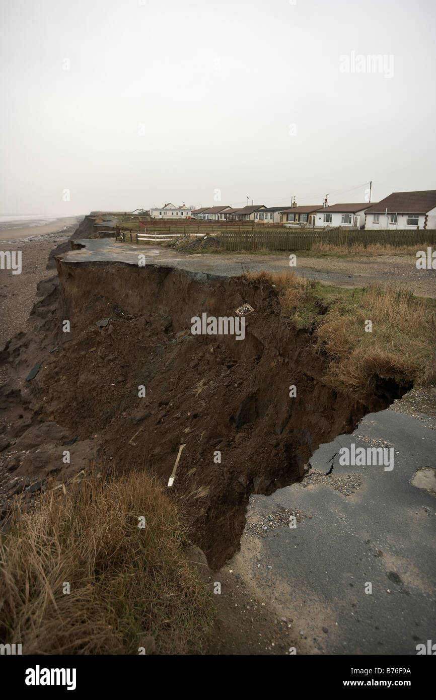 Coastal Erosion Cliffs houses and road collapsing into the north sea at ...