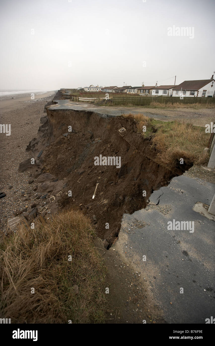 Coastal Erosion Cliffs houses and road collapsing into the north sea at ...