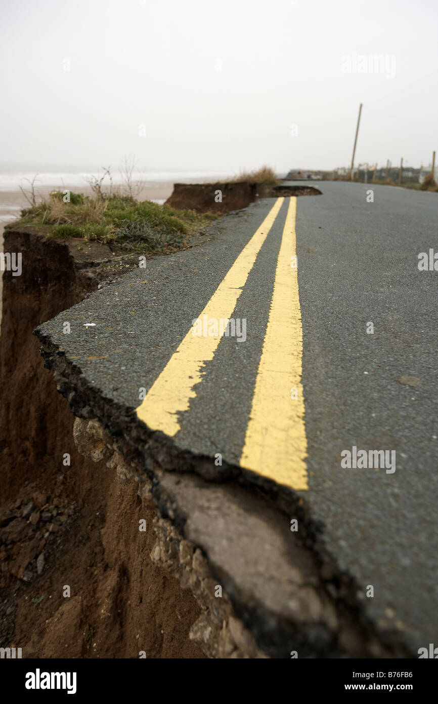 Coastal Erosion Cliffs houses and road collapsing into the north sea at ...