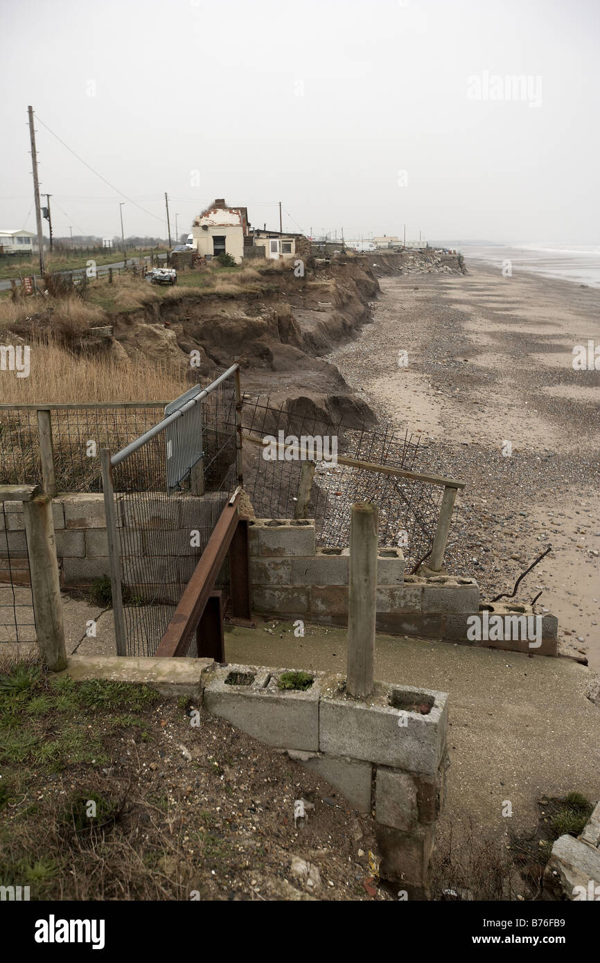 Coastal Erosion Cliffs houses and road collapsing into the north sea at ...