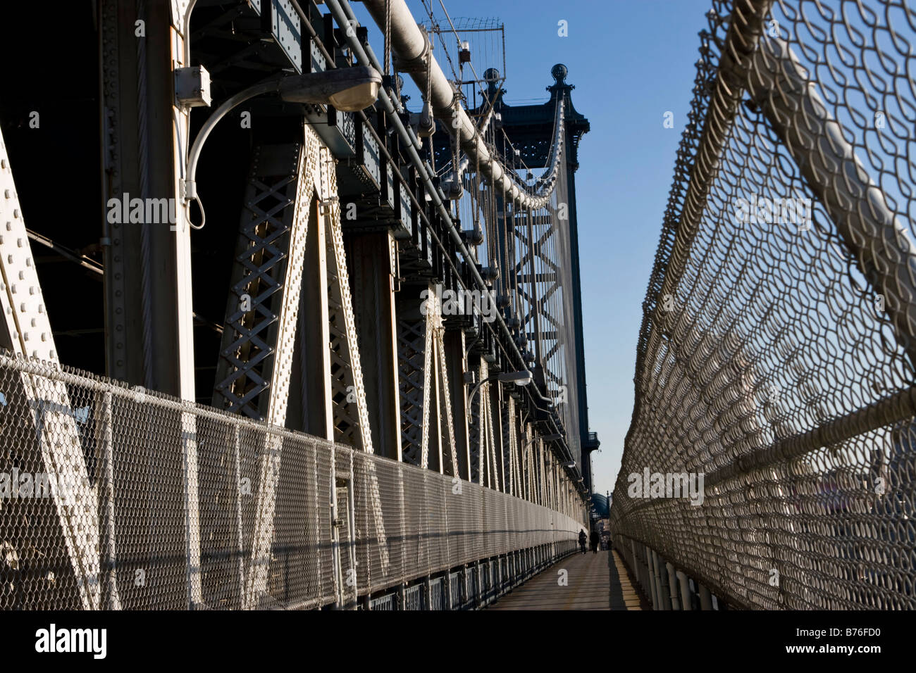 The pedestrian footpath is seen on the Manhattan Bridge in New York ...