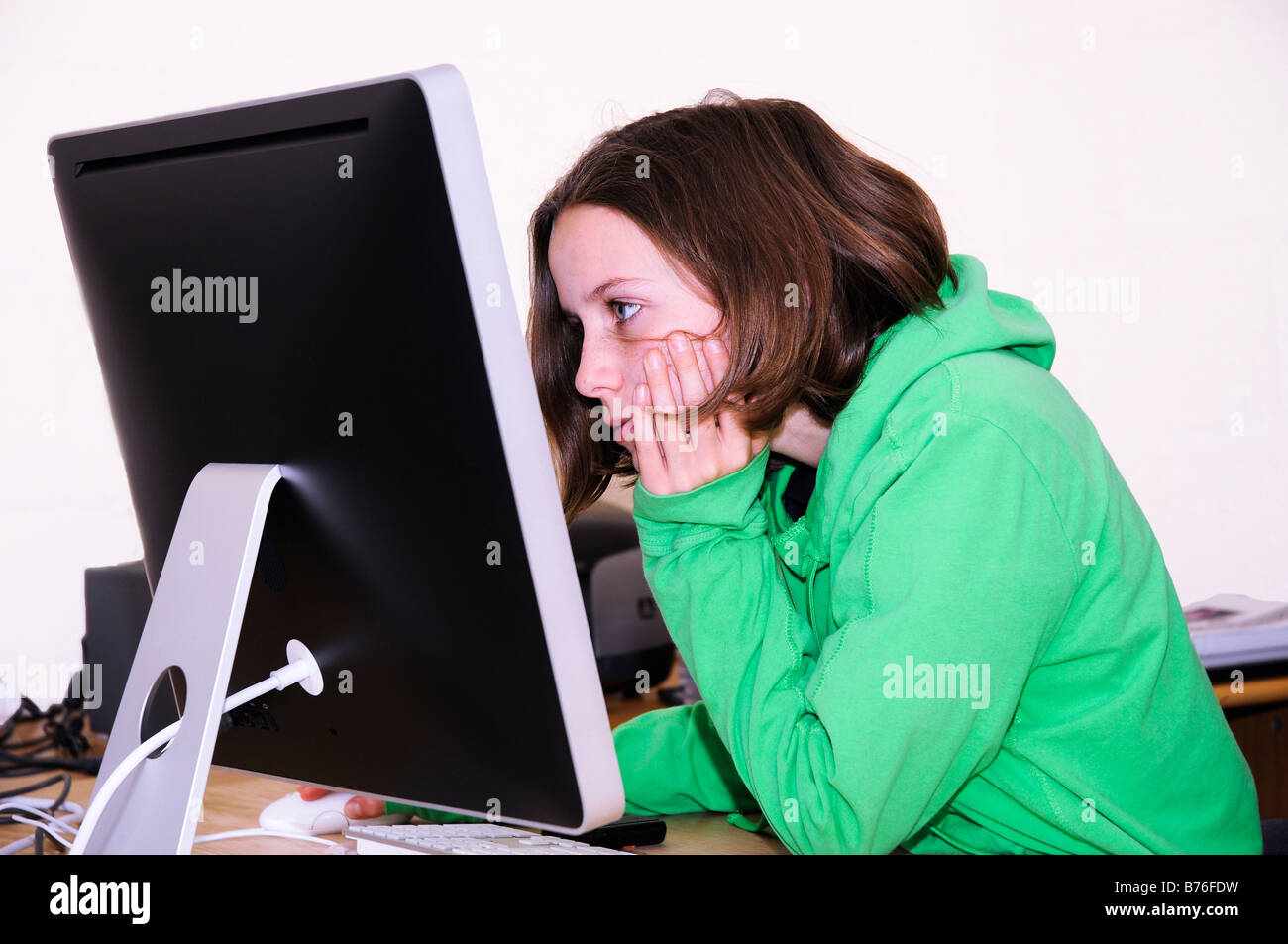 profile of girl on computer Stock Photo - Alamy