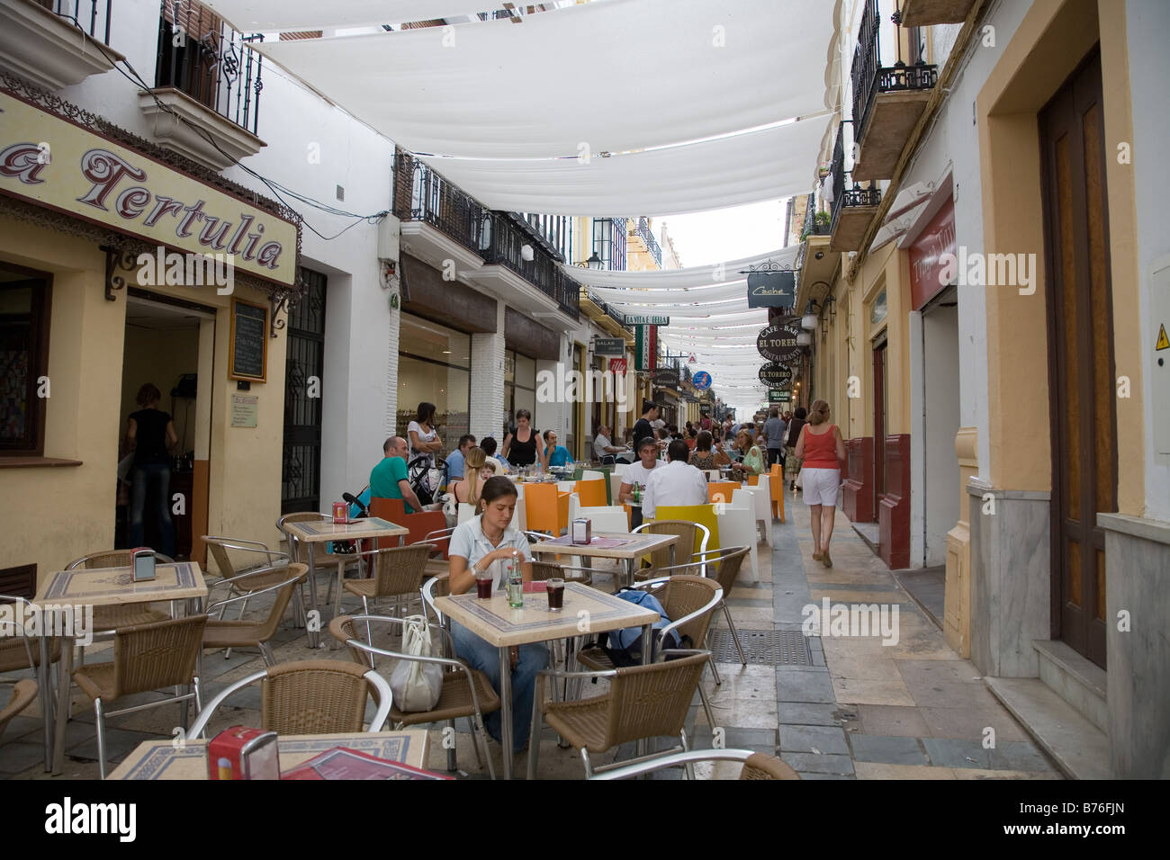 Street Cafe in Ronda, Andalucia, Spain Stock Photo - Alamy