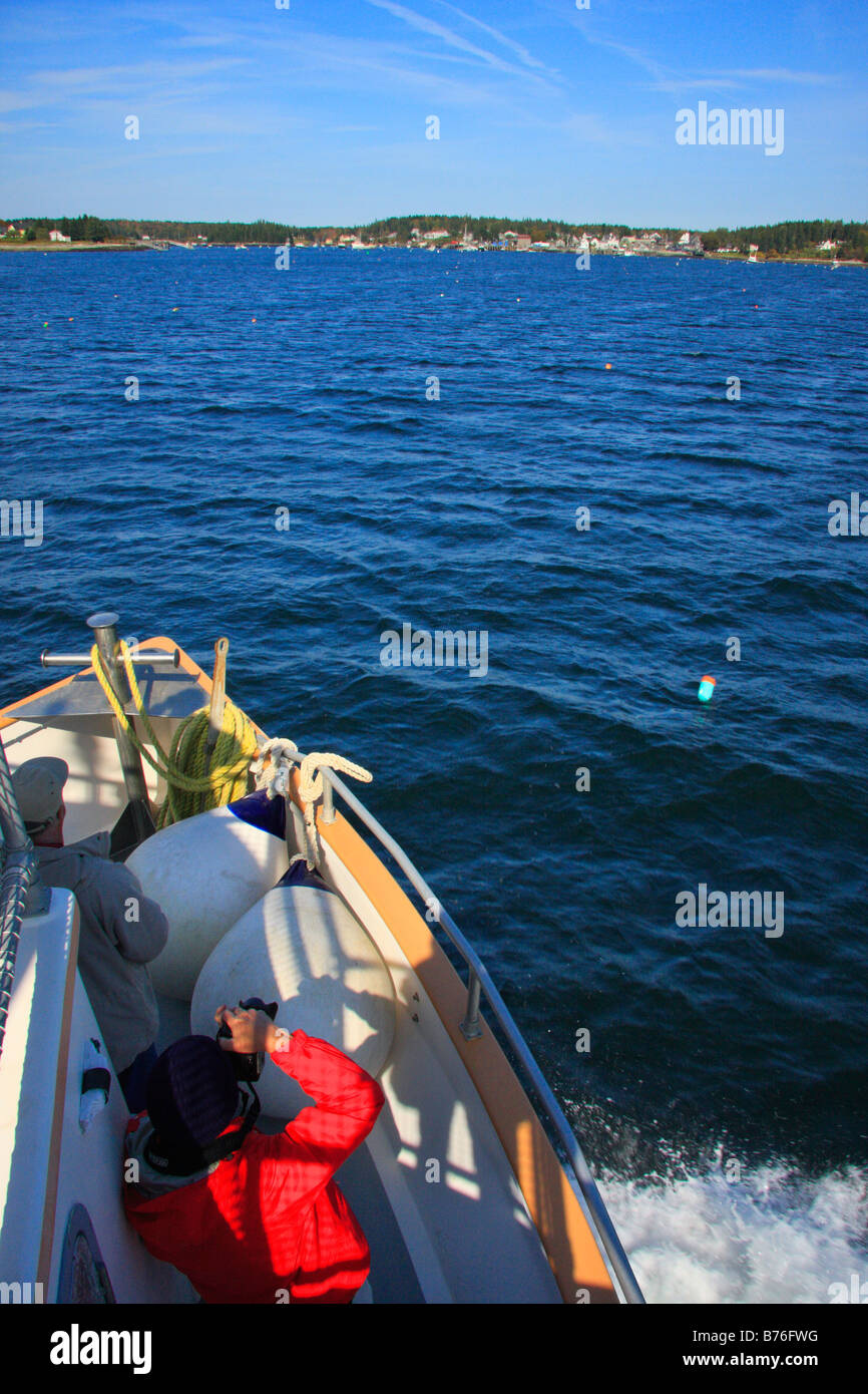 Port Clyde Harbor seen from The Monhegan Ferry, Port Clyde, Maine, USA ...