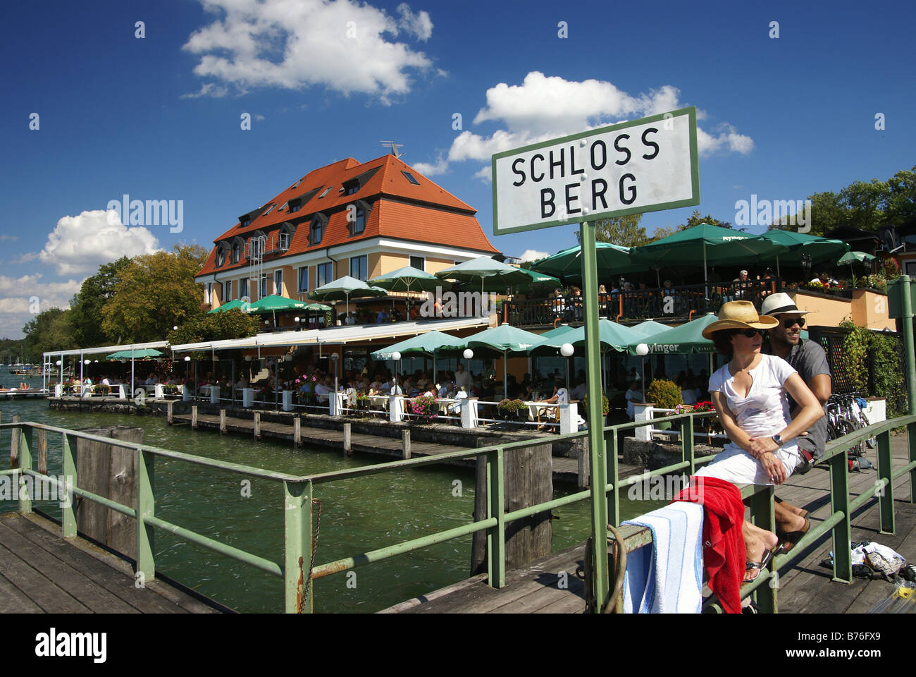 Sitting Couple Schloß Berg Starnberger See lake starnberg Bayern Deutschland Europe Stock Photo ...