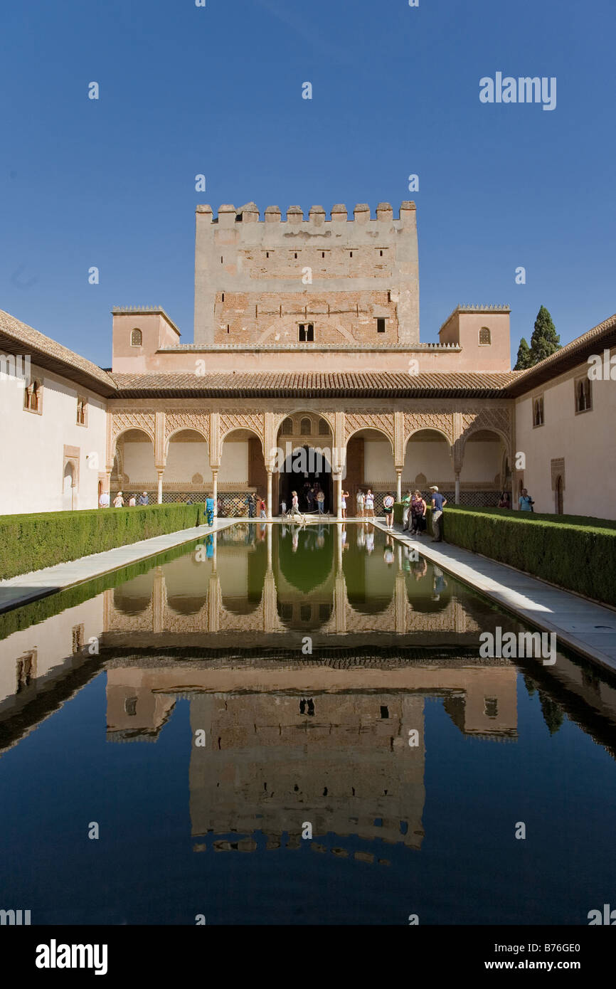 Court Of Myrtle and Tower Of Comares at Alhambra Palace in Granada ...
