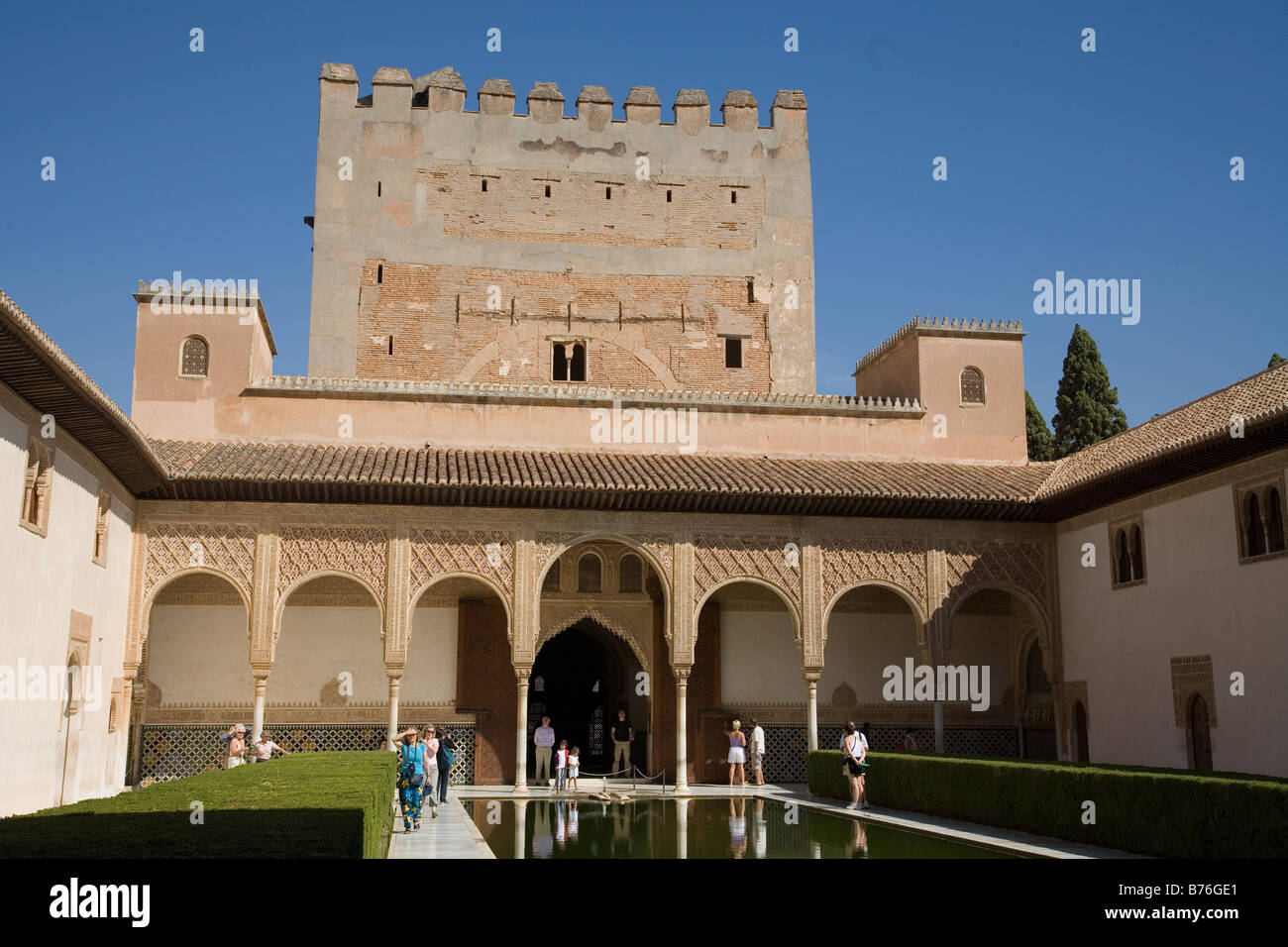 Court Of Myrtle and Tower Of Comares at Alhambra Palace in Granada ...