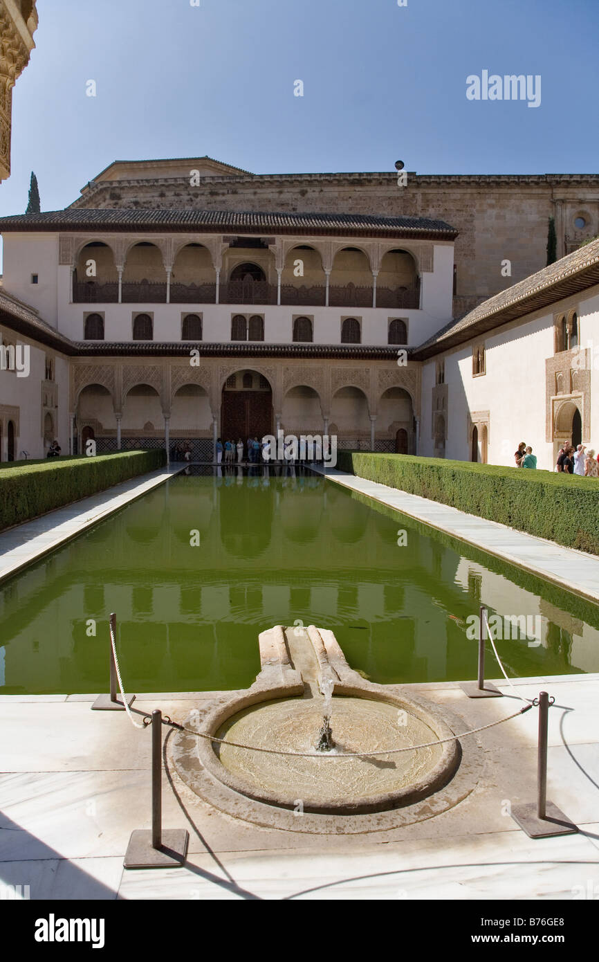 Court Of Myrtle and Tower Of Comares at Alhambra Palace in Granada ...
