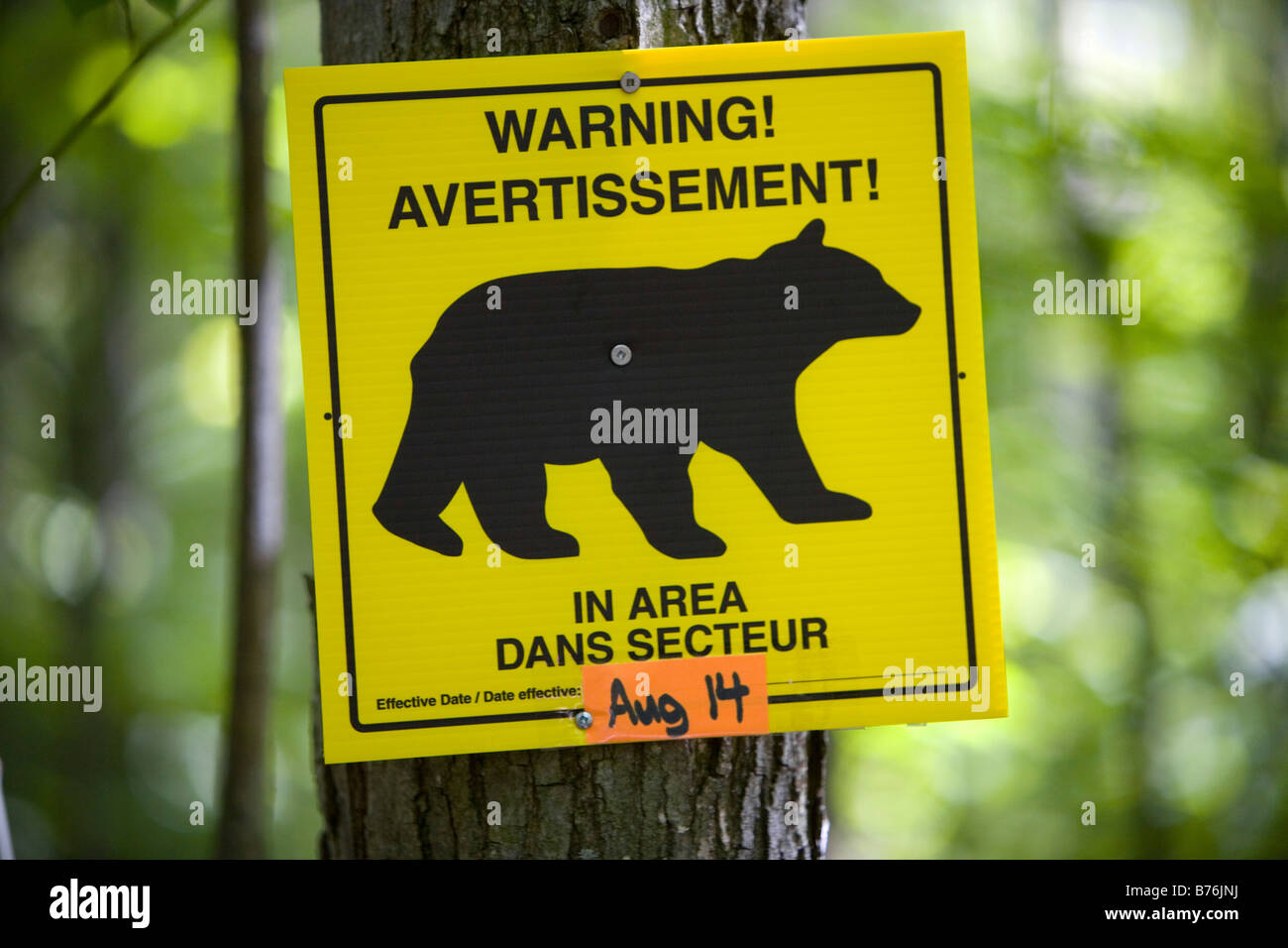 Bear warning sign, canada hi-res stock photography and images - Alamy
