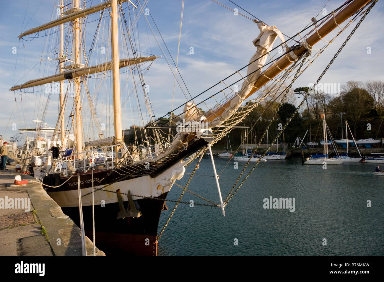 Tall ship Pelican of London at Weymouth Harbour Dorset England Stock ...