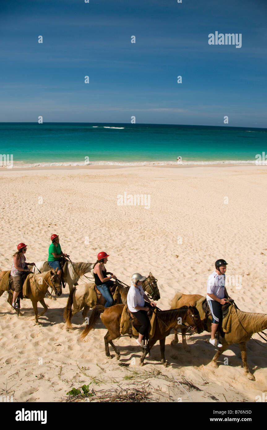 Caribbean Dominican Republic Horseback riding on the beach with ocean ...
