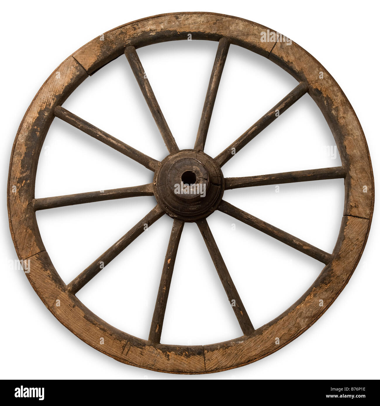 old carriage wood wheel on white with clipping path Stock Photo - Alamy