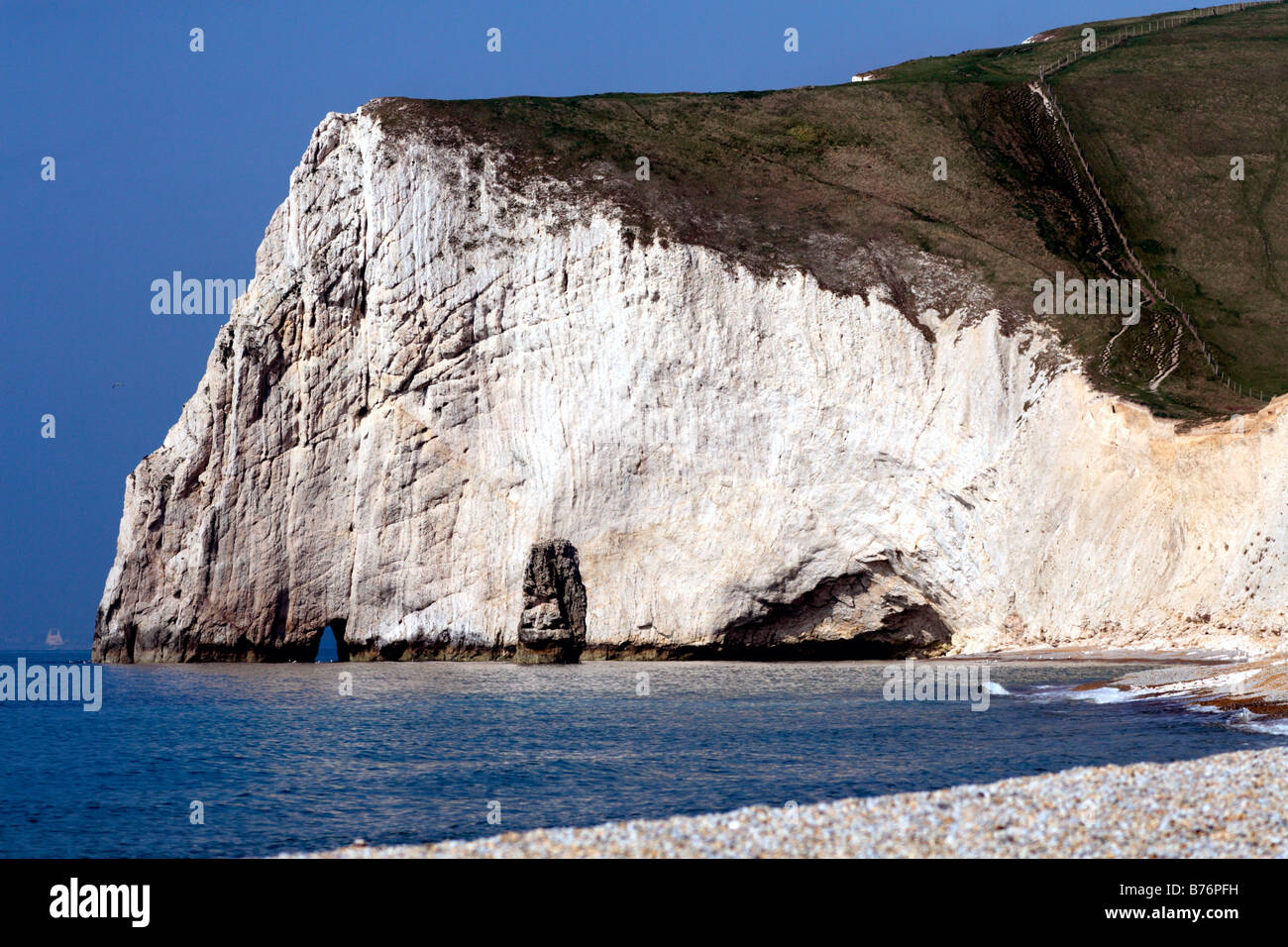 Bat's Head chalk cliffs, Jurassic Coast, Dorset, England, UK Stock ...