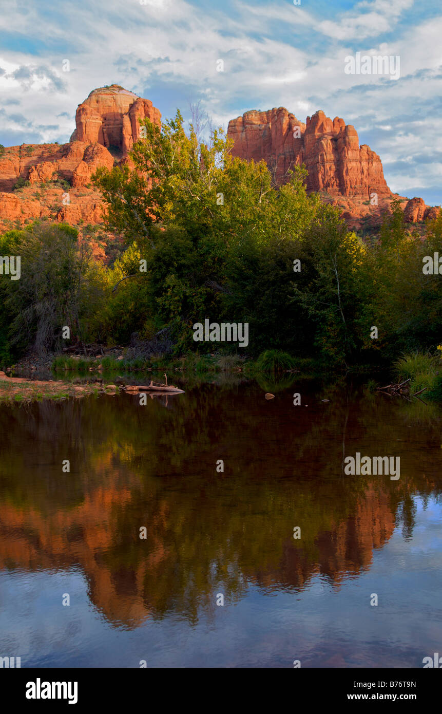 Oak Creek and Cathedral Rock at sunset Sedona Arizona USA Stock Photo ...