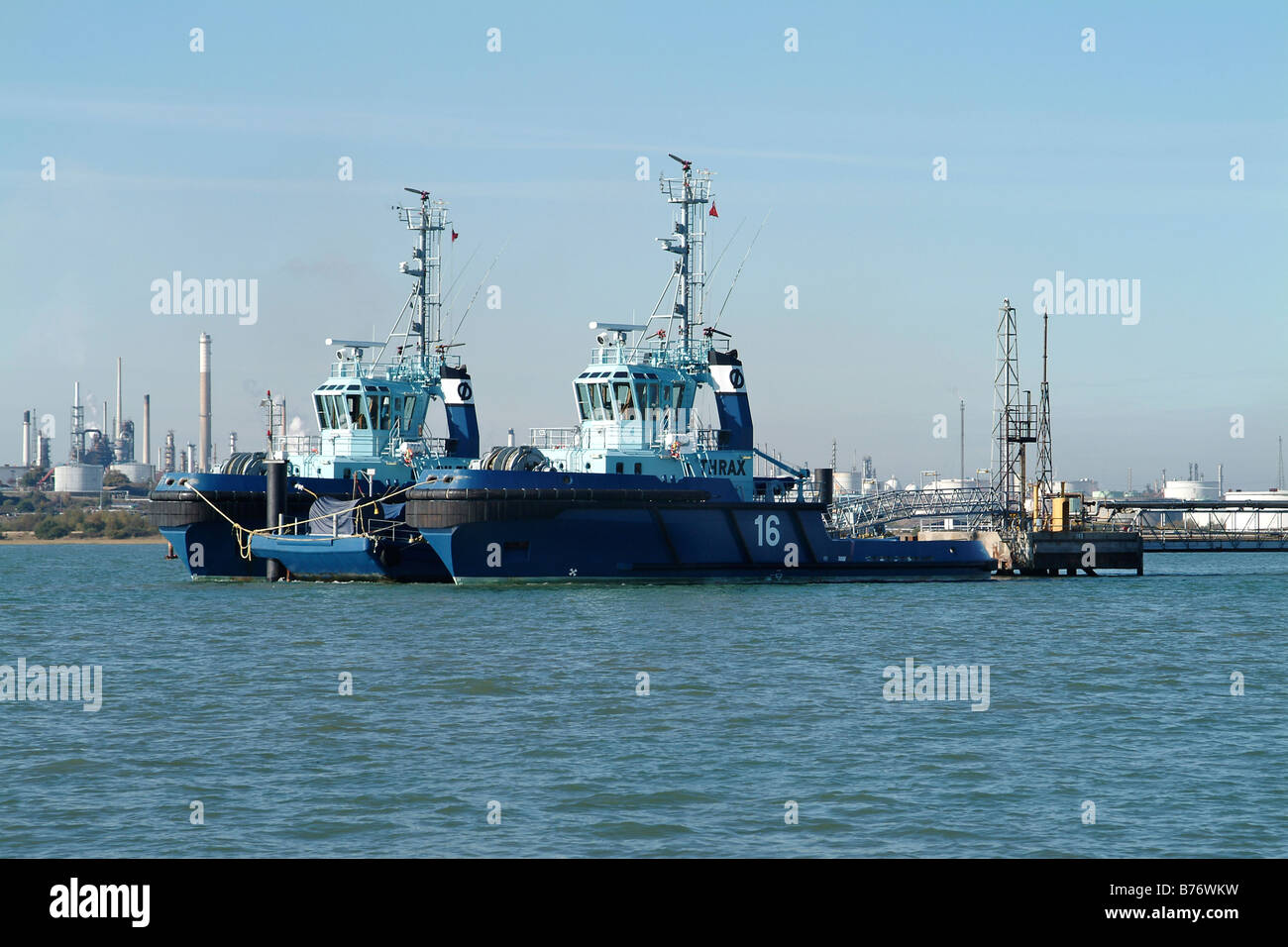 Marine Terminal at ExxonMobil Fawley oil refinery on Southampton Water ...