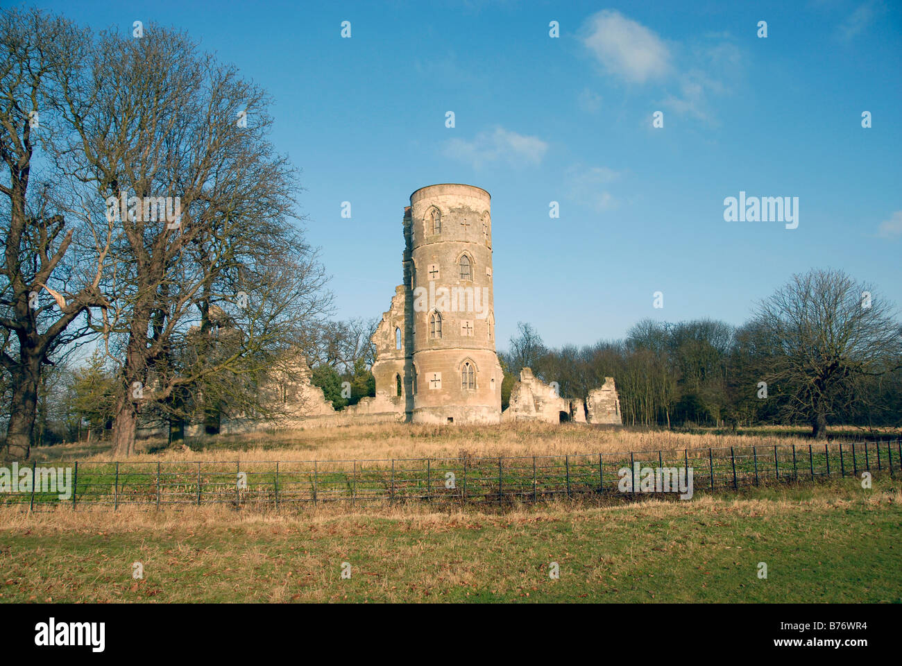 Gothic Tower folly at the National Trust property Wimpole House ...
