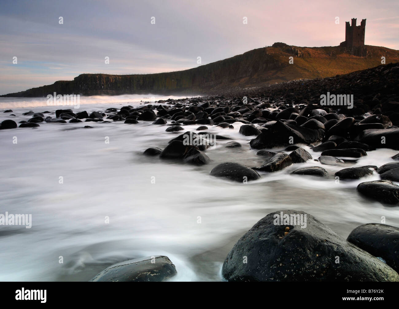 dunstanburgh castle northumberland winter england uk ruin biulding ...