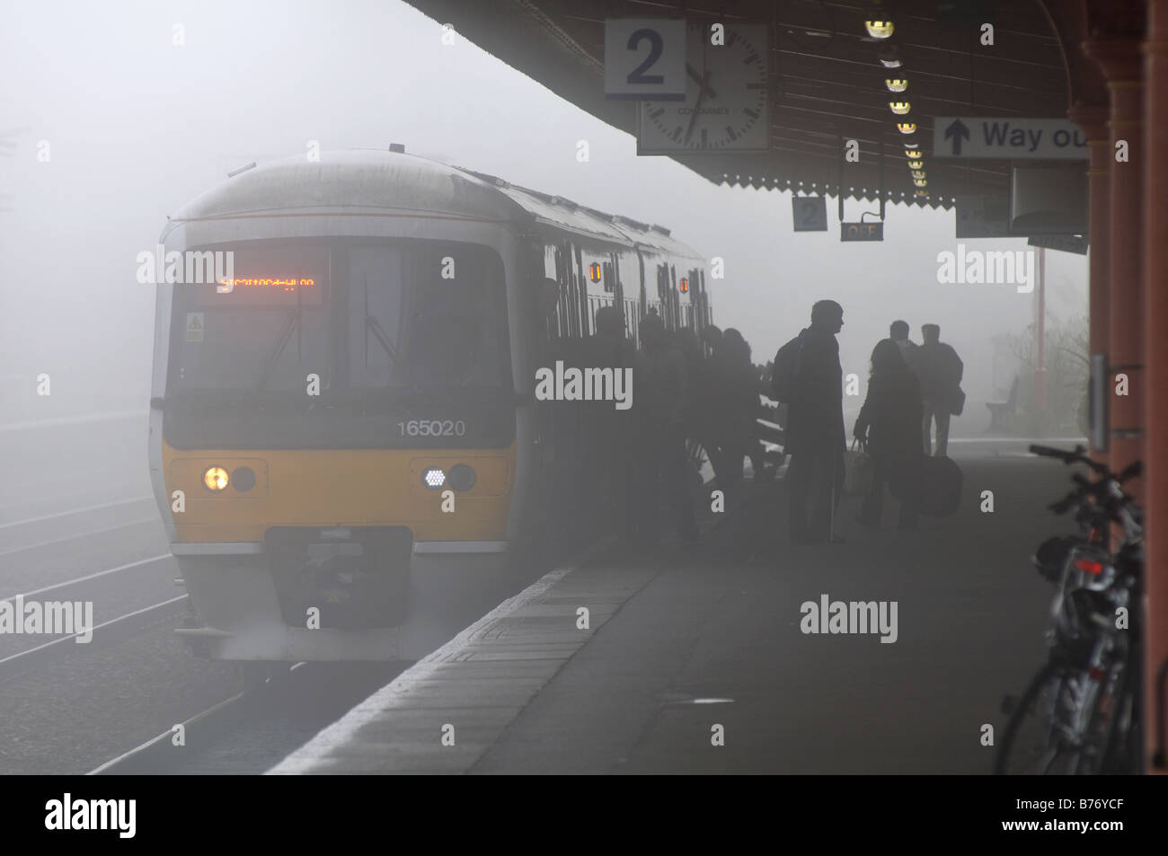 Railway in fog on station hi-res stock photography and images - Alamy