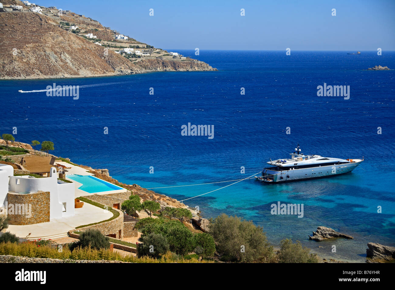 Ornos Bay Greek Cyclades Island Mykonos Greece Stock Photo - Alamy