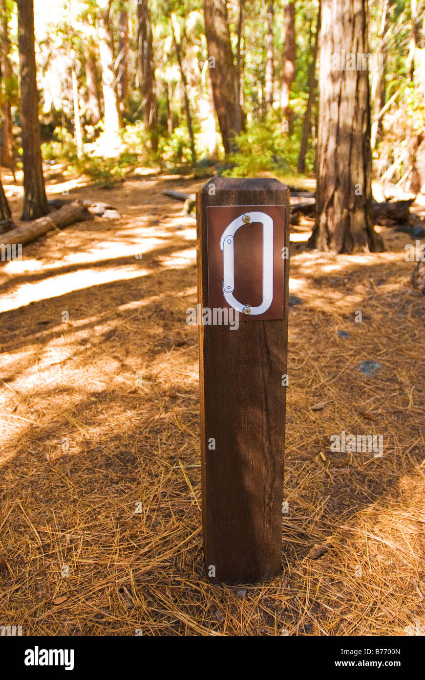 Climbers trail marker Yosemite National Park California Stock Photo - Alamy