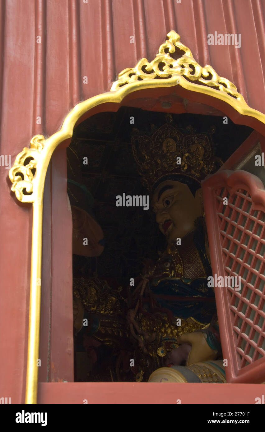 Buddha Statue view through a window, Lama Temple, Beijing, China Stock ...