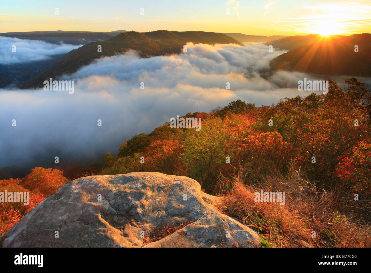Sunrise, Grand View Park, New River Gorge National River, West Virginia ...